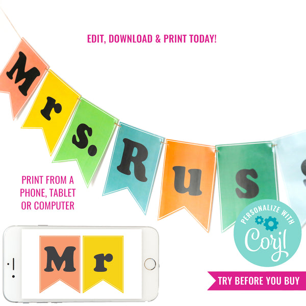 Classroom Teacher Name Banner | Editable Classroom Banner | Printable ...