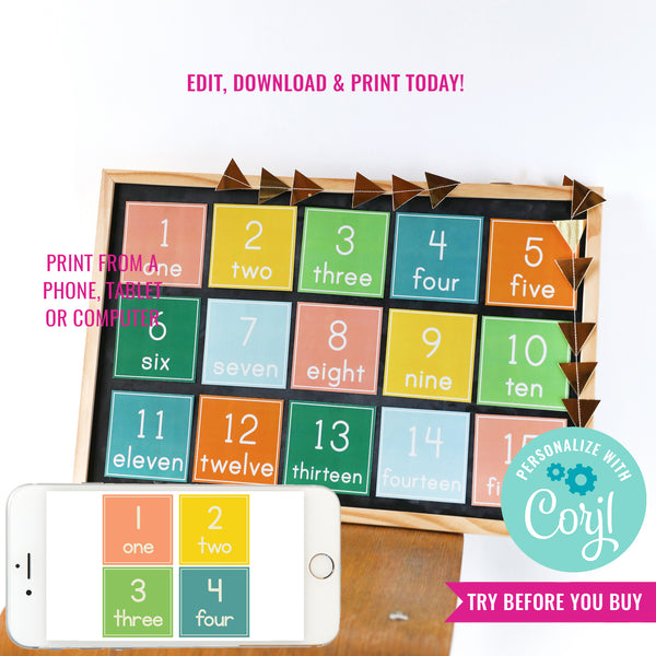 Number Posters For Classroom | Number Poster For Kids | Retro Numbers