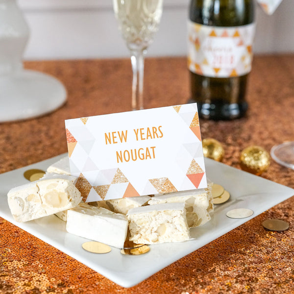 New Years Eve Decorative Food Labels | Geometric Prism Metallic Glitte ...