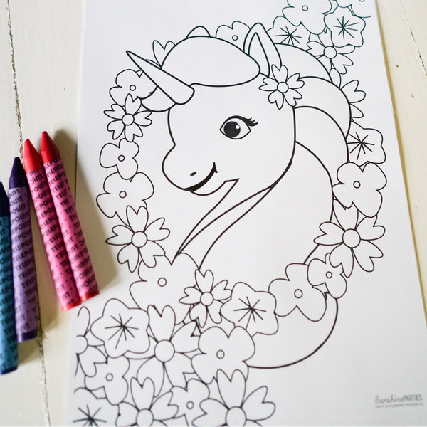 coloring pages unicorn with flowers