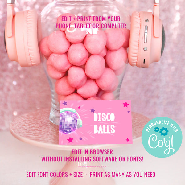DJ Disco Bunny Birthday Party Food Labels | DJ Bunny Rabbit Party Tent ...