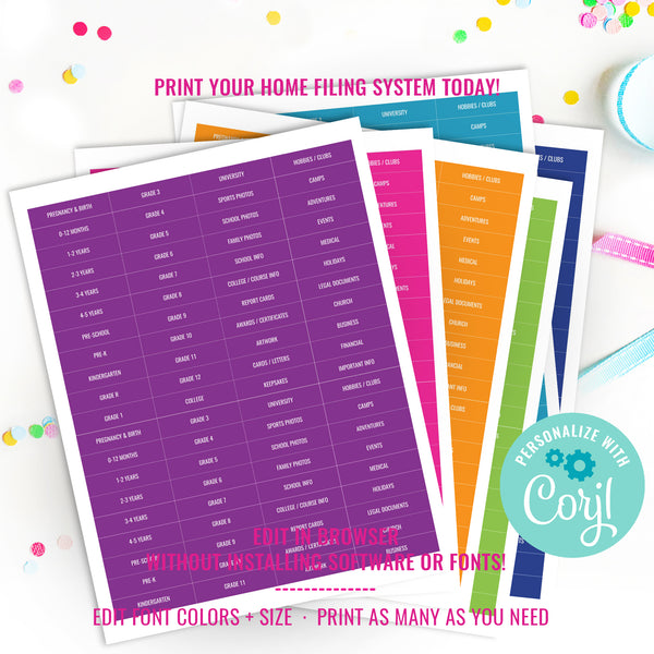 Printable Milestone tote Labels | School File Folder Labels | Printabl ...