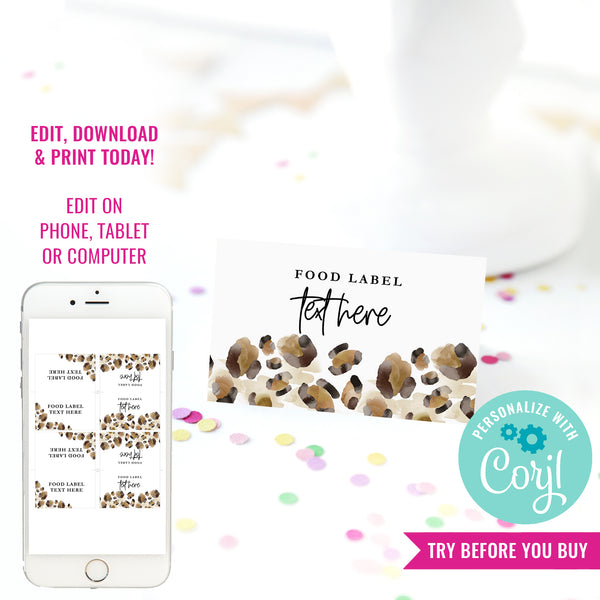Editable Leopard Baby Shower Labels | Leopard Food Labels | Leopard Ba ...