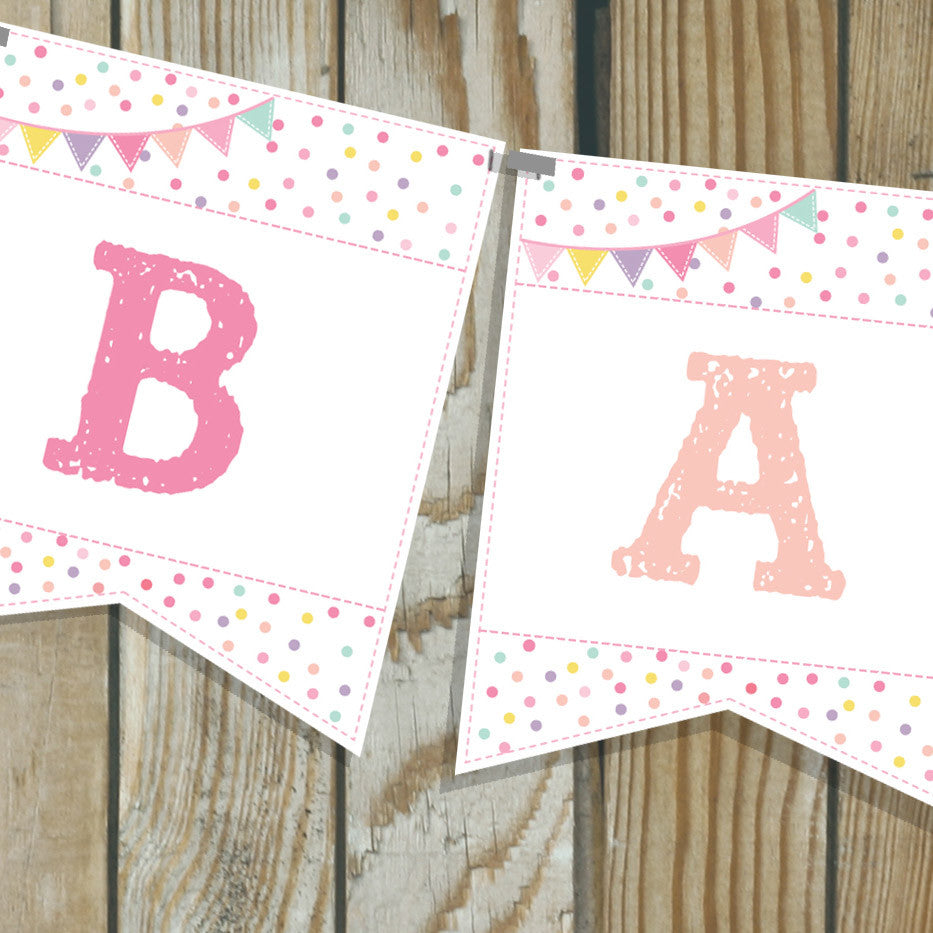Sprinkle Baby Shower Banner Personalized Welcome Baby Peach Banner