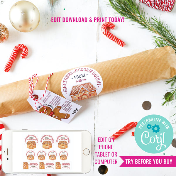 Gingerbread Cookie Dough Christmas Gift labels and Tags | Christmas DI ...