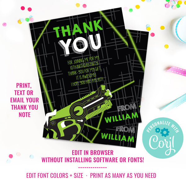Invitations Laser Tag Thank You Camouflage Laser Tag Birthday Party
